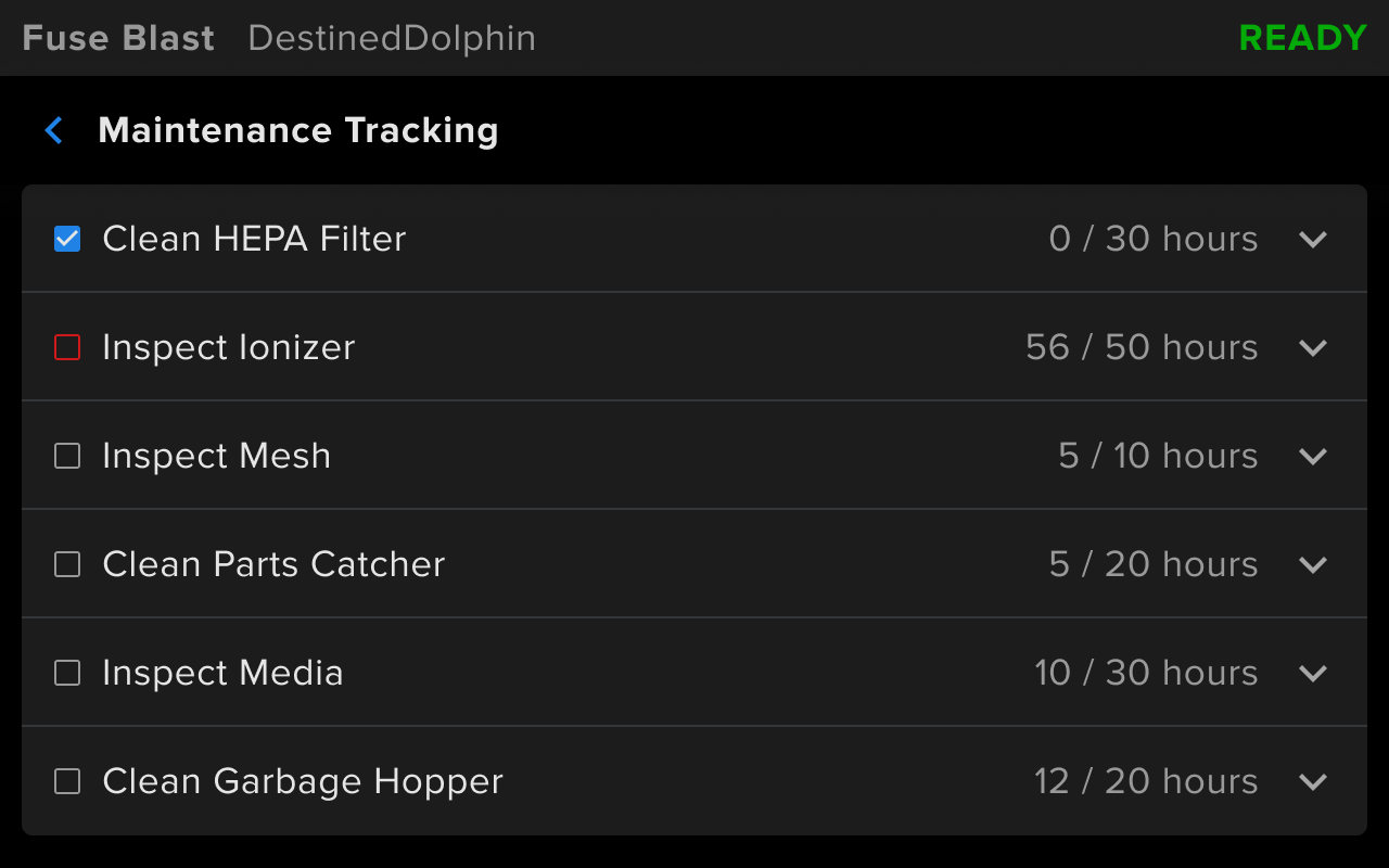 Schedule of maintenance (Fuse Blast)